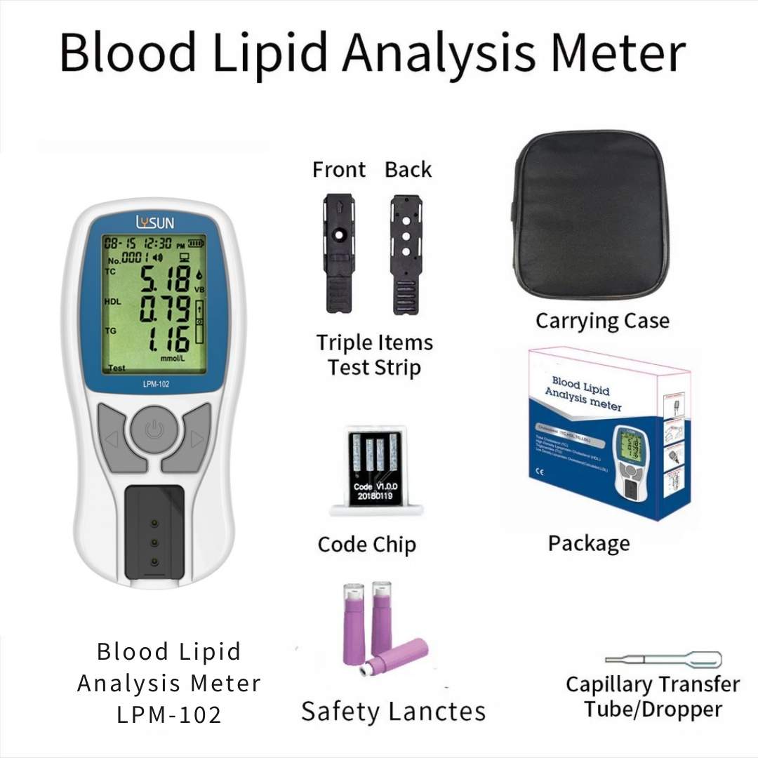 3-in-1 Cholesterol Meter – Home Test Kit (TC, HDL, TG)